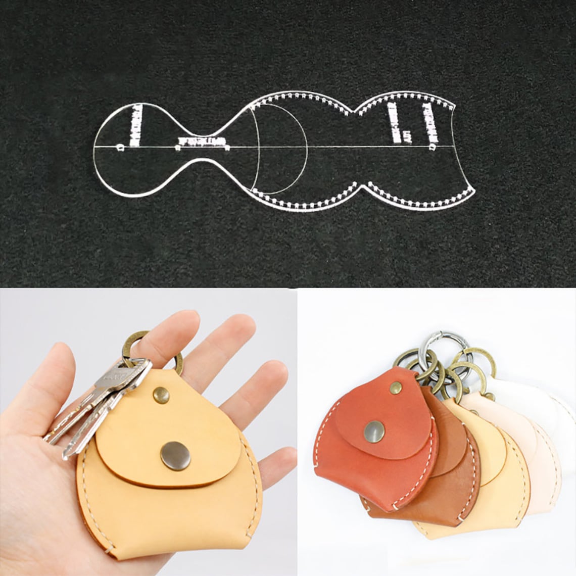 Leather Craft Acrylic Mini Coin Case Template Stencil Keychain Purse ...