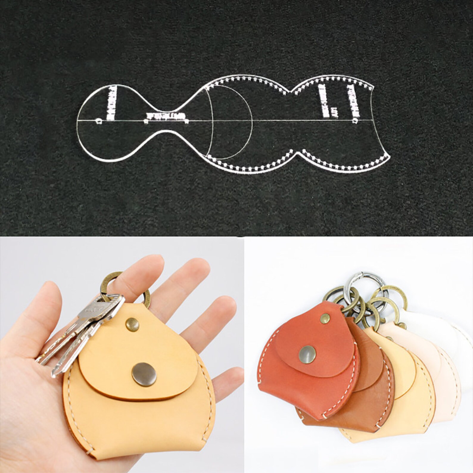 Leather Craft Acrylic Mini Coin Case Template Stencil Keychain Purse ...