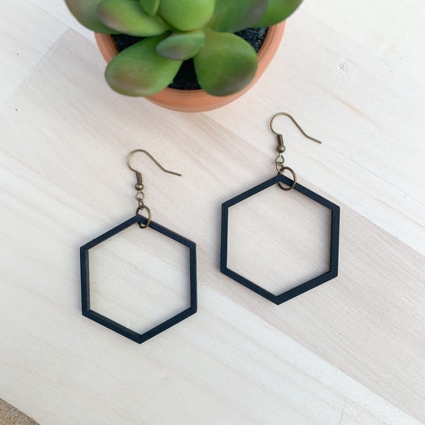 Hexagon Earrings - Etsy
