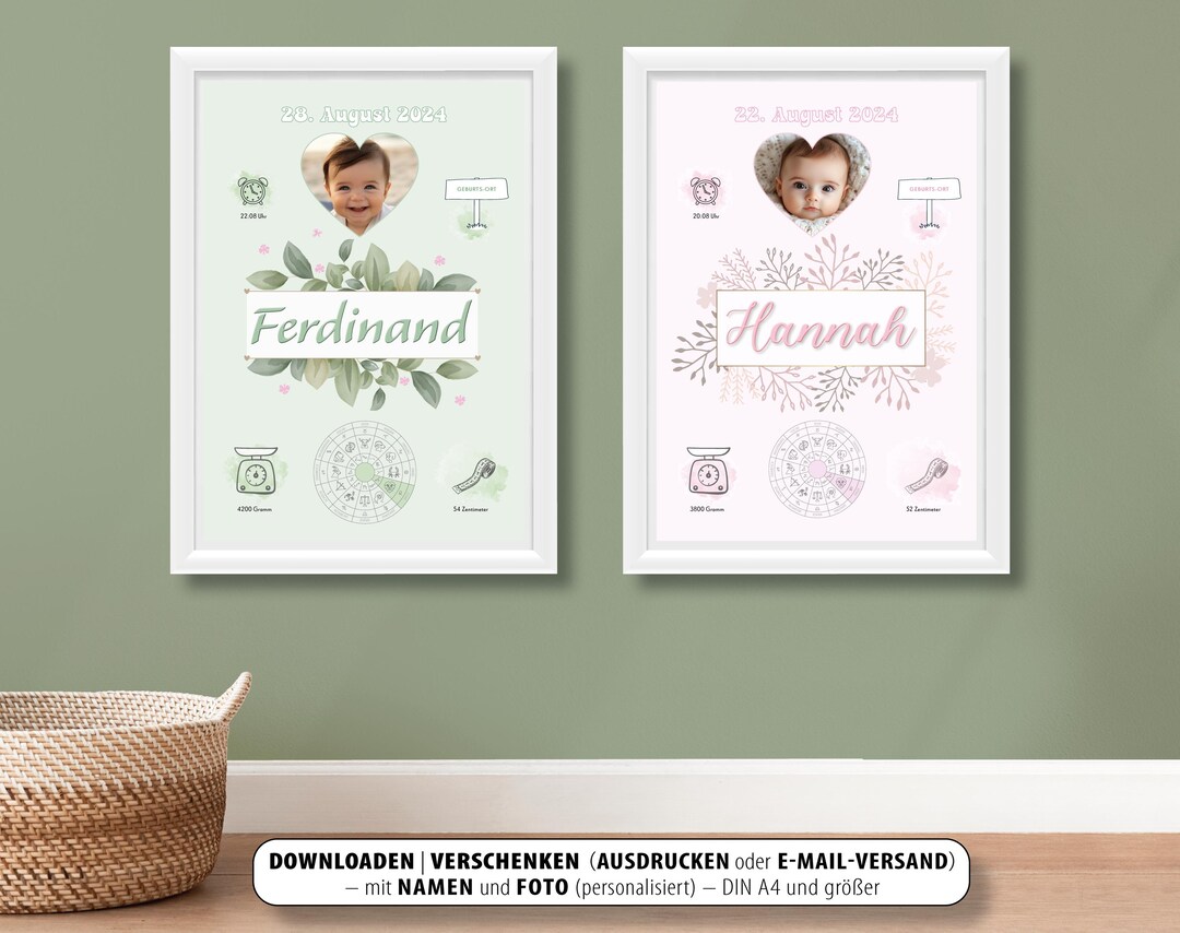 Baby Birth Birth Board Reminder Gift Congratulations Name Zodiac Sign ...