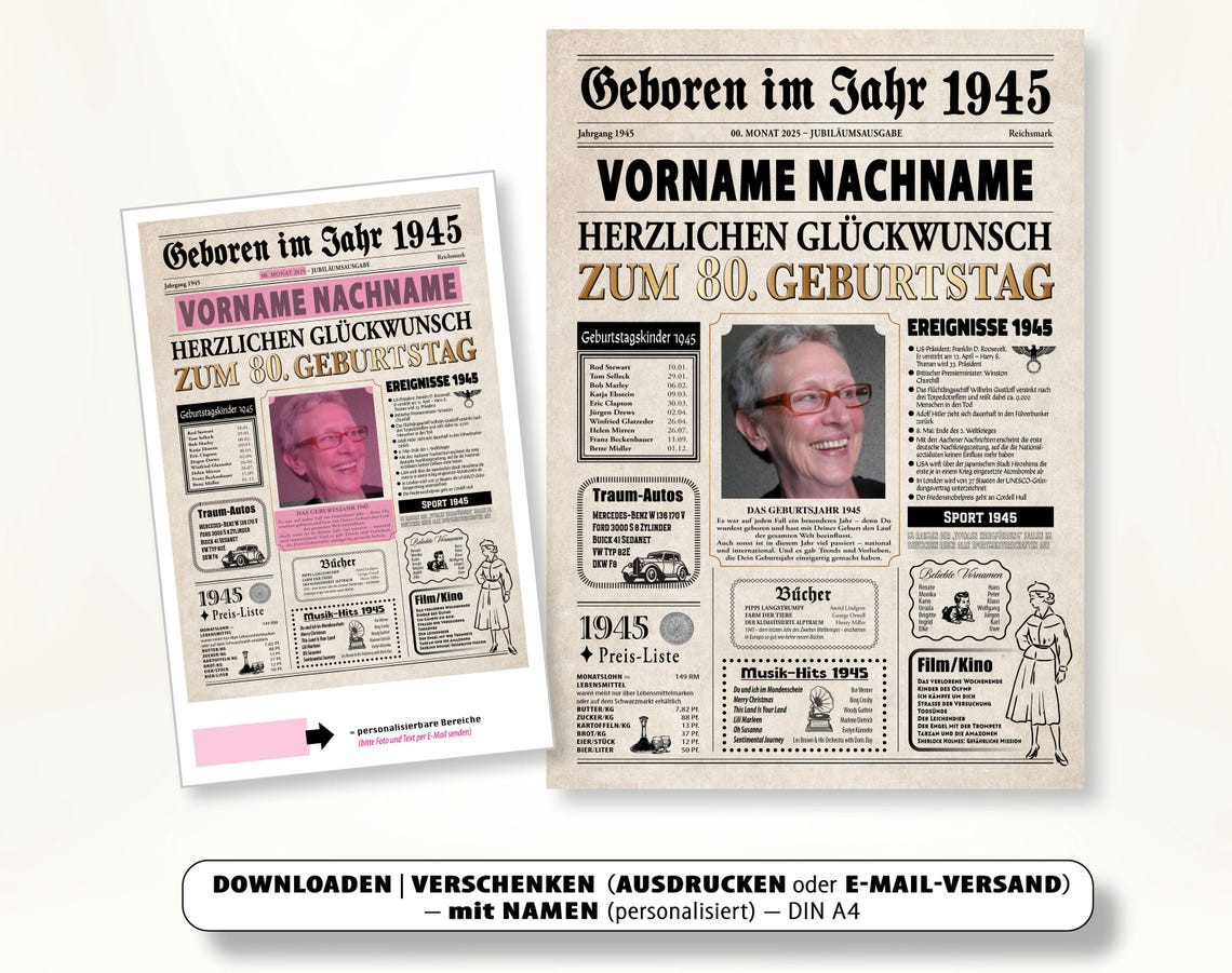 Anzeige 80 Geburtstag Zeitung