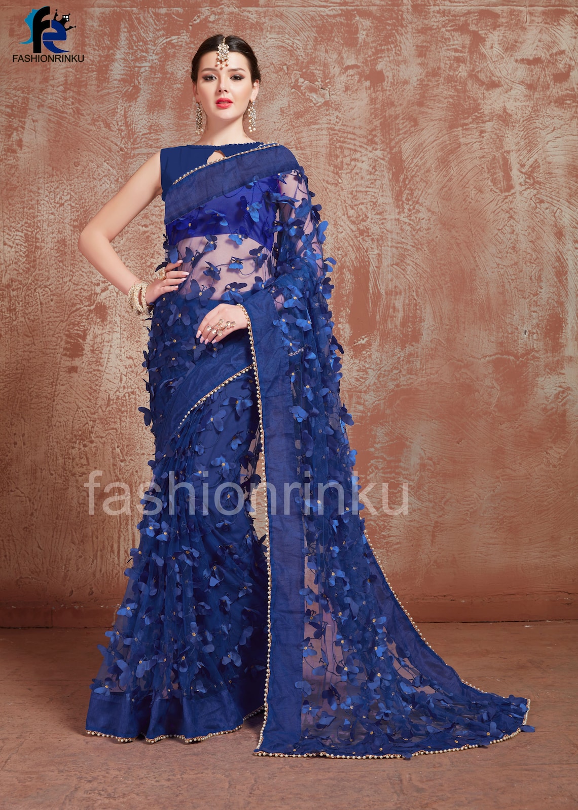 Saree Bollywood Designer Butterfly net saree for women Party | Etsy