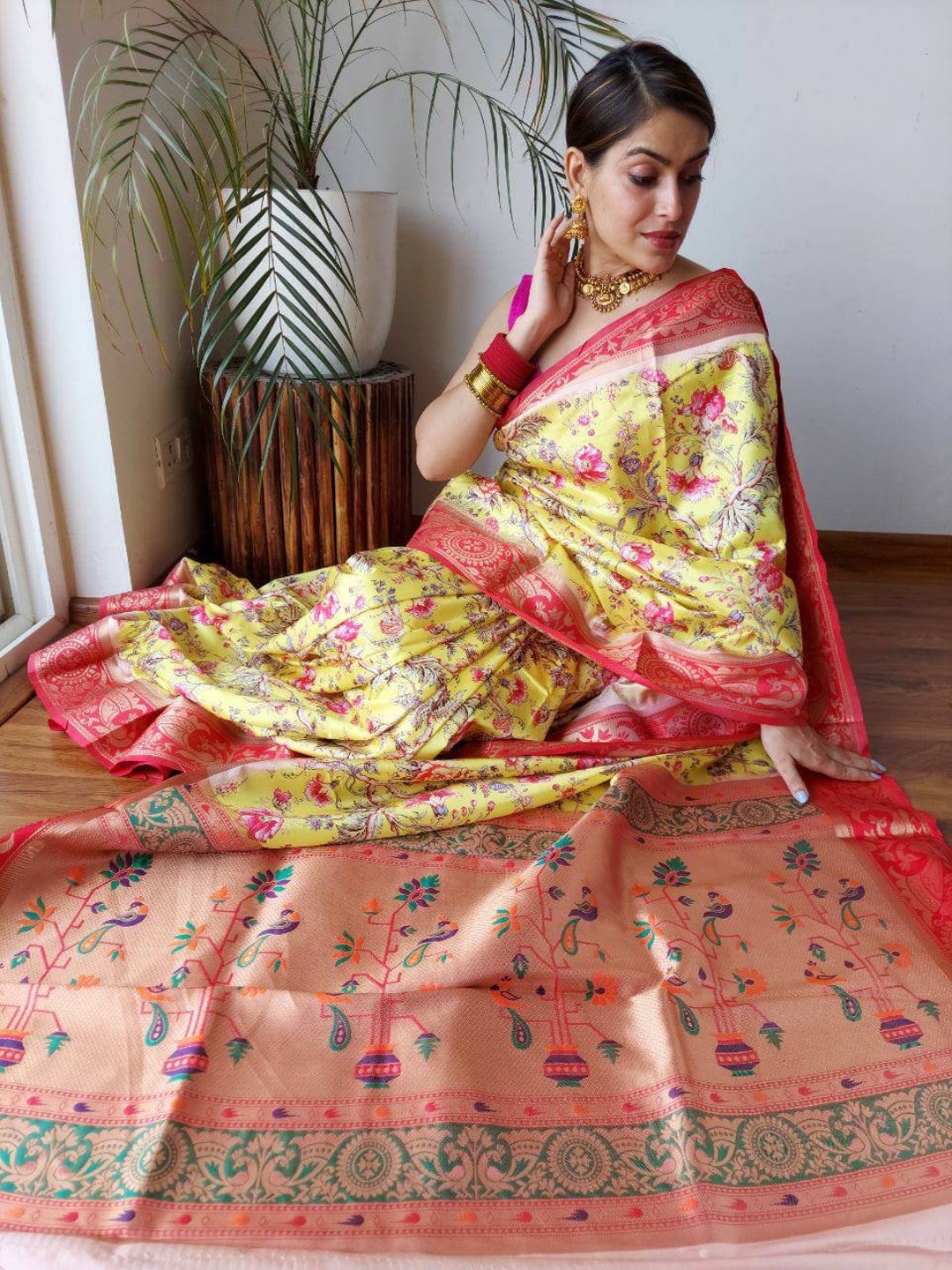 Yellow Colore Designer Bold and Beautiful Saree Indian - Etsy