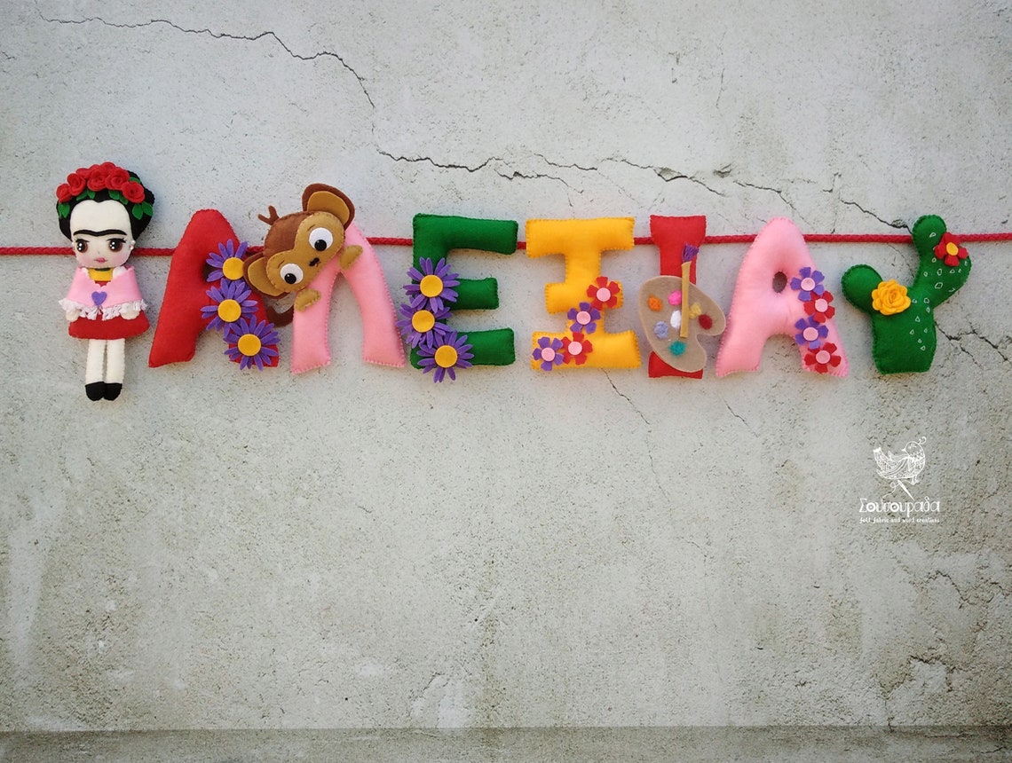 Felt Frida Kahlo Name Banner, Felt Banner Frida, Frida Kahlo Garland ...