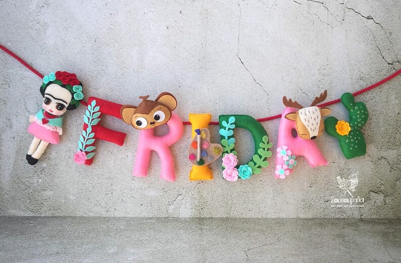 Felt Frida Kahlo Name Banner, Felt Banner Frida, Frida Kahlo Garland ...
