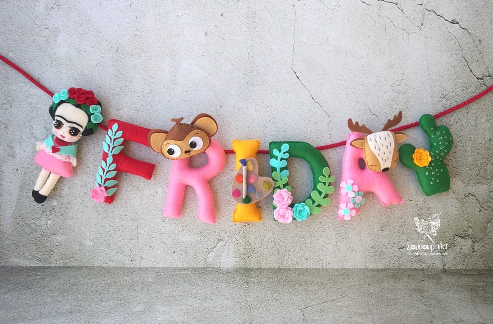 Felt Frida Kahlo Name Banner, Felt Banner Frida, Frida Kahlo Garland ...