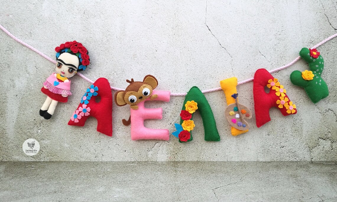 Felt Frida Kahlo Name Banner, Felt Banner Frida, Frida Kahlo Garland ...