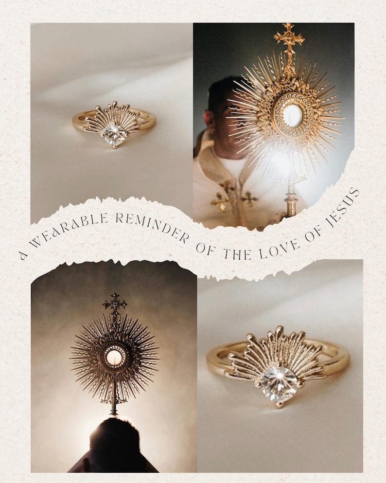 18K Gold Filled Adjustable Eucharist Ring | Monstrance Ring | Catholic ...