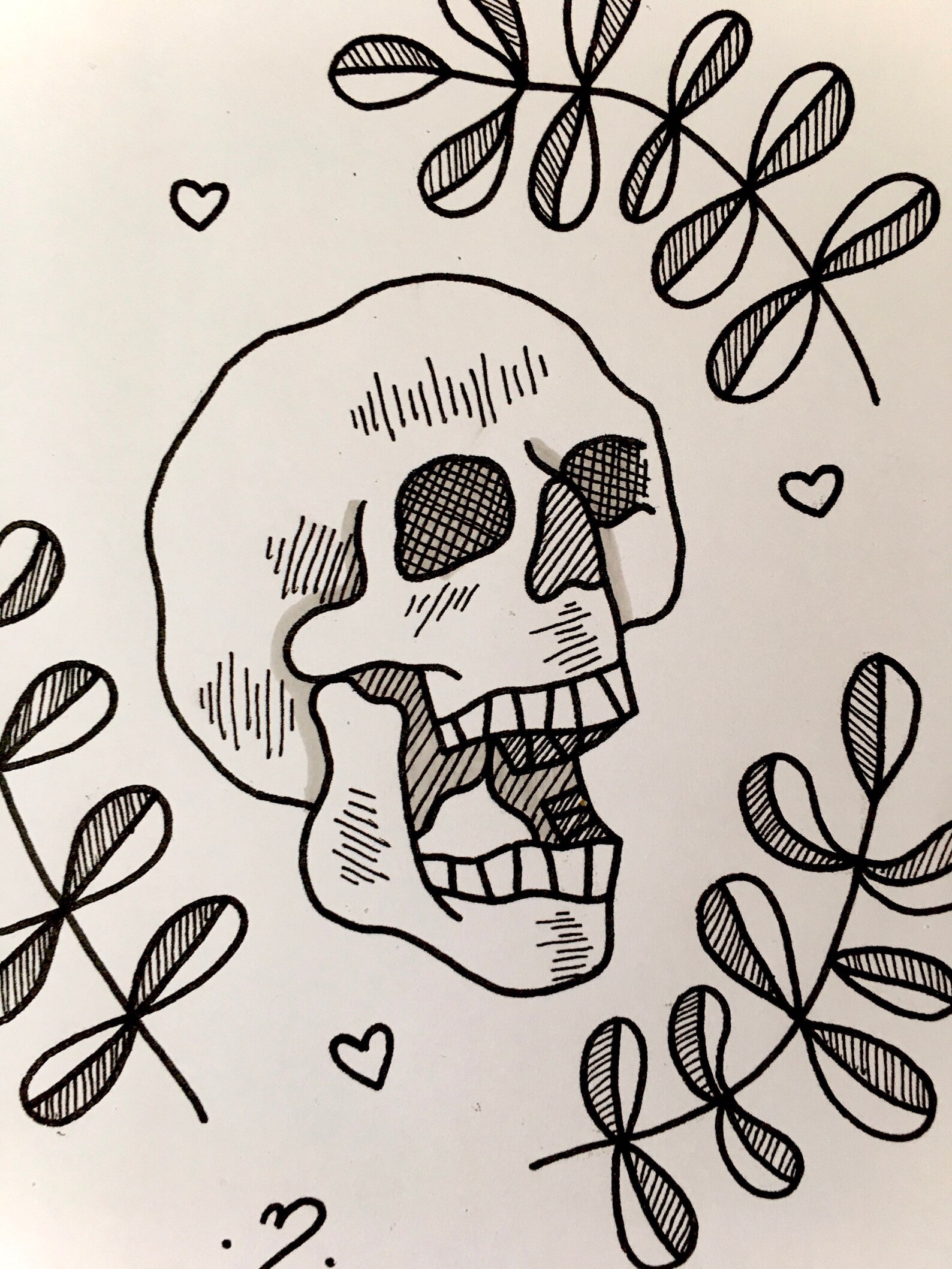 Traditional Tattoo Print Skull Design Print Linework Print | Etsy