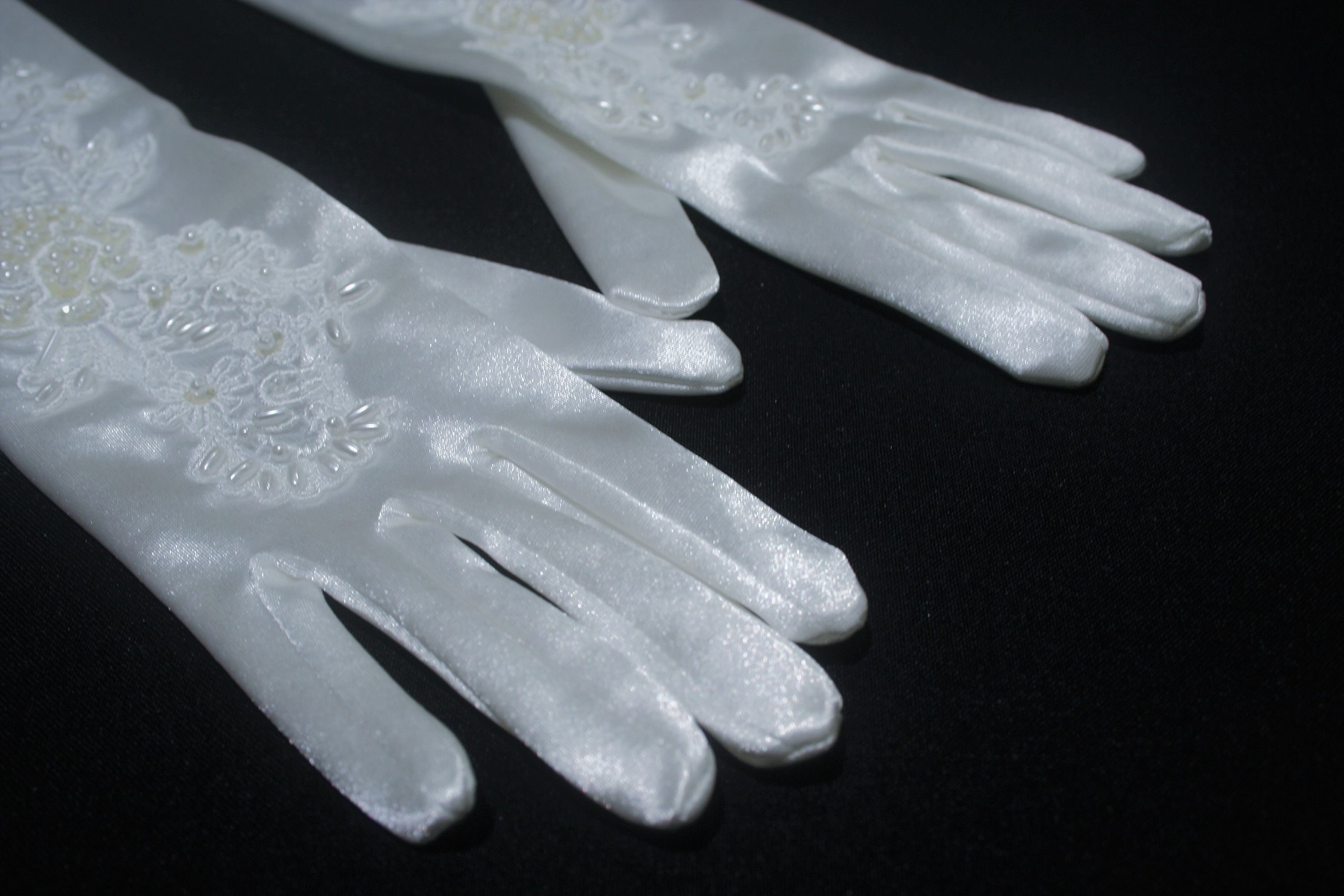 Women Wedding Gloves Satin Embroidery Bridal Evening Party - Etsy