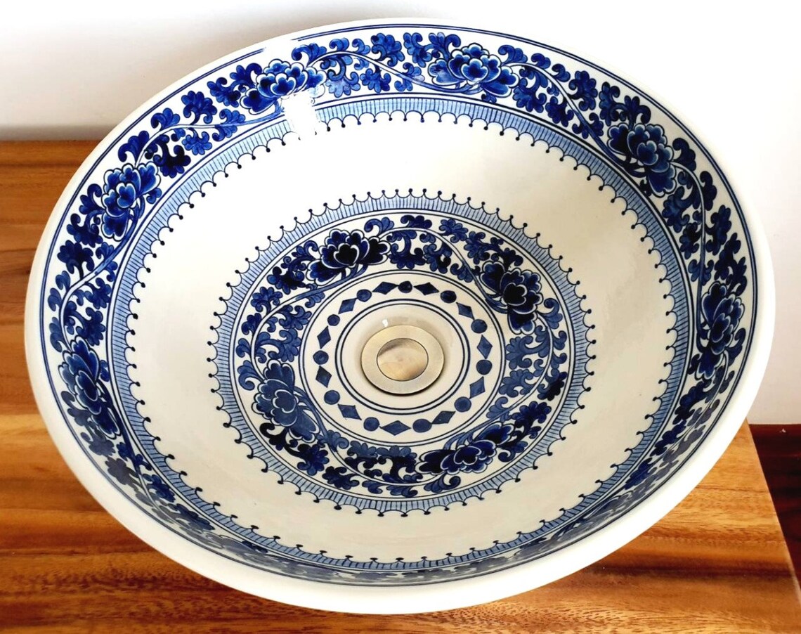 Ceramic Sink / Bathroom Sink / Countertop Basin / Hand Painted | Etsy