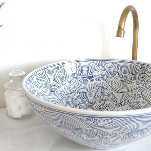 Ceramic Sink / Bathroom Sink / Countertop Basin / Hand Painted - Etsy