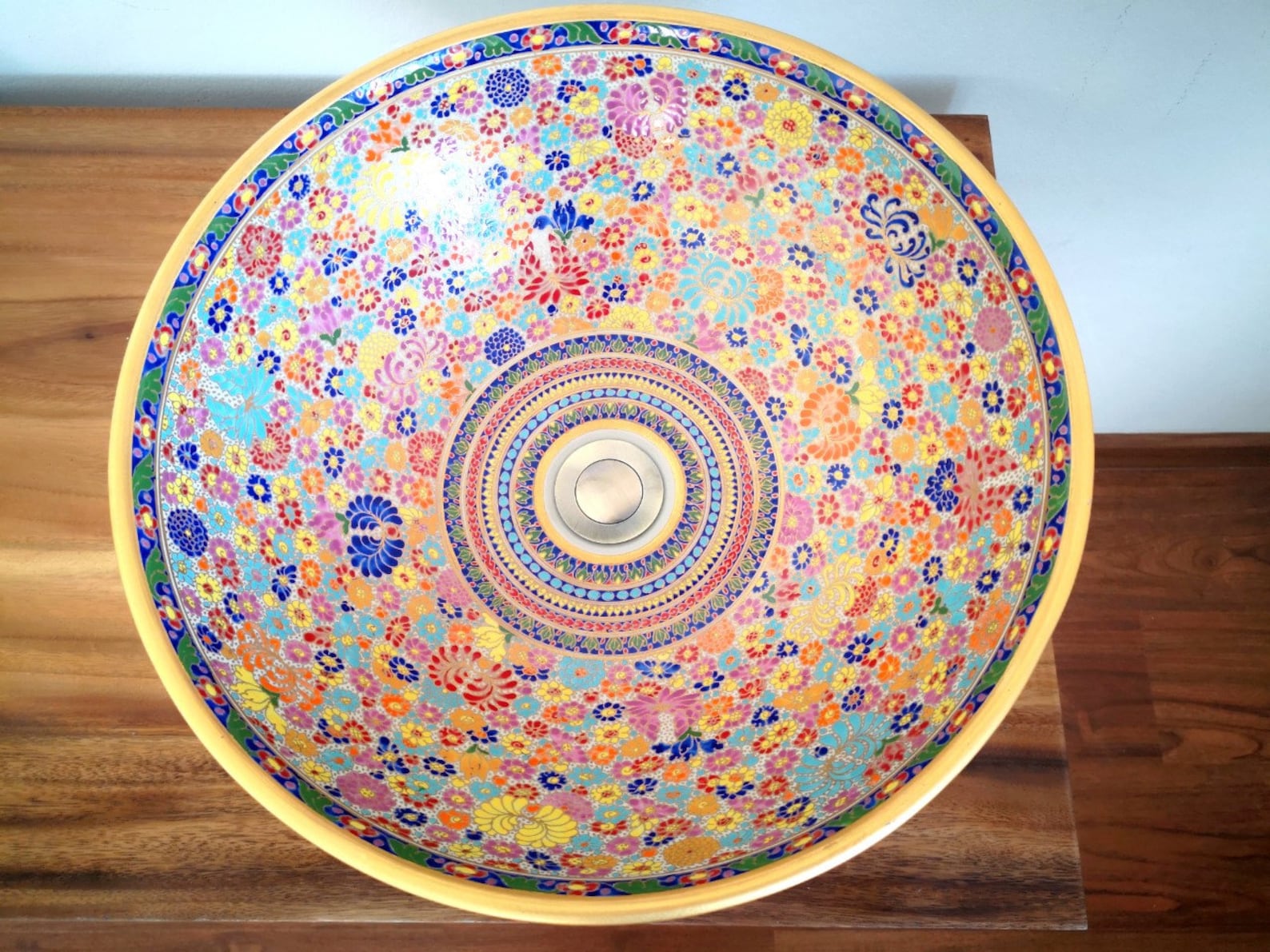 Ceramic Sink / Bathroom Sink / Countertop Basin / Hand Painted / Hand ...