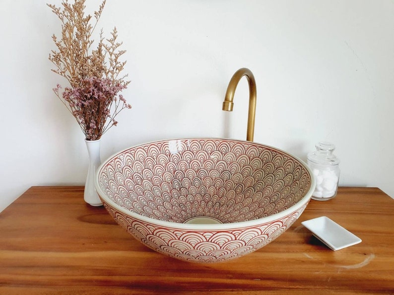 Handmade Ceramic Sink, Japanese Pattern Countertop Basin - Etsy