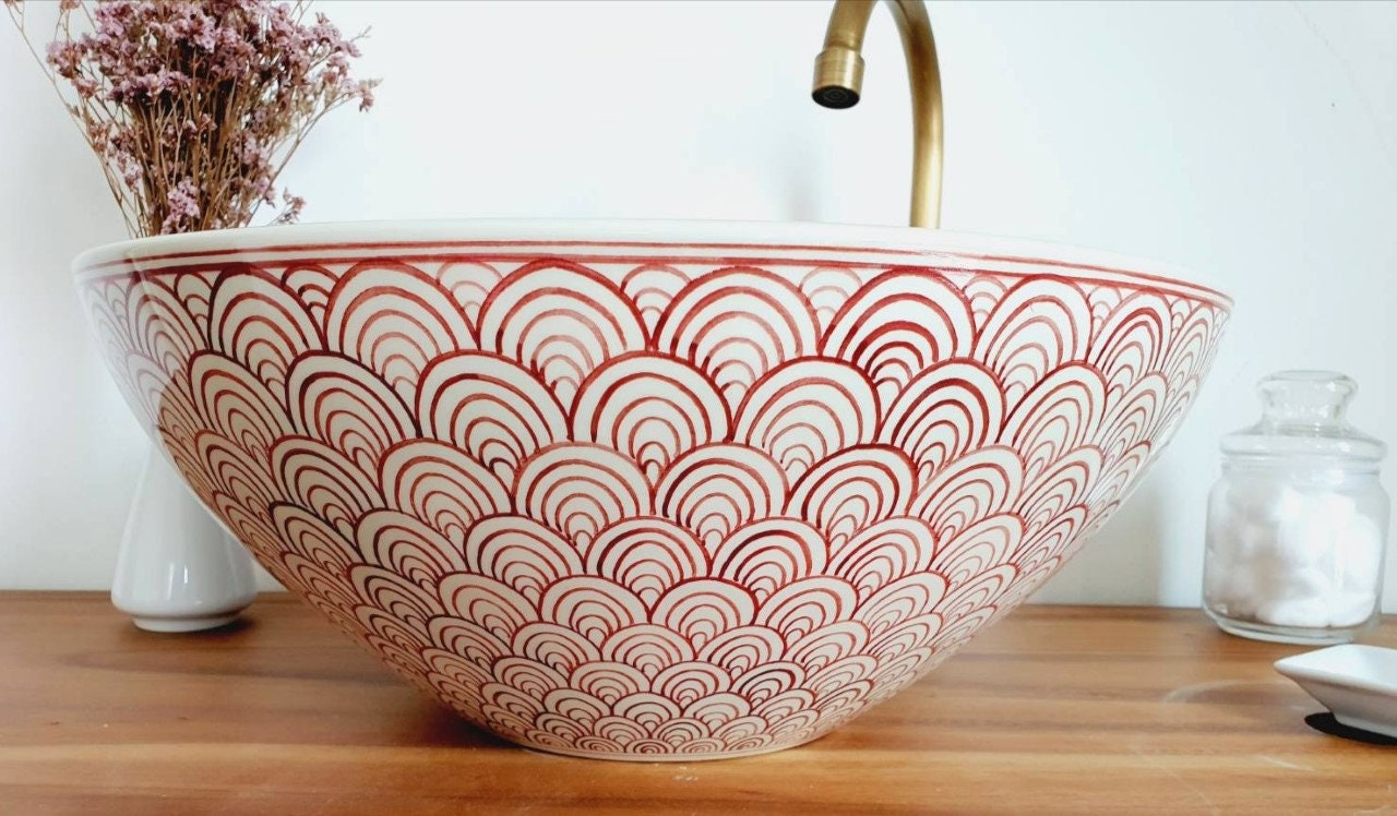 Handmade Ceramic Sink, Japanese Pattern Countertop Basin - Etsy