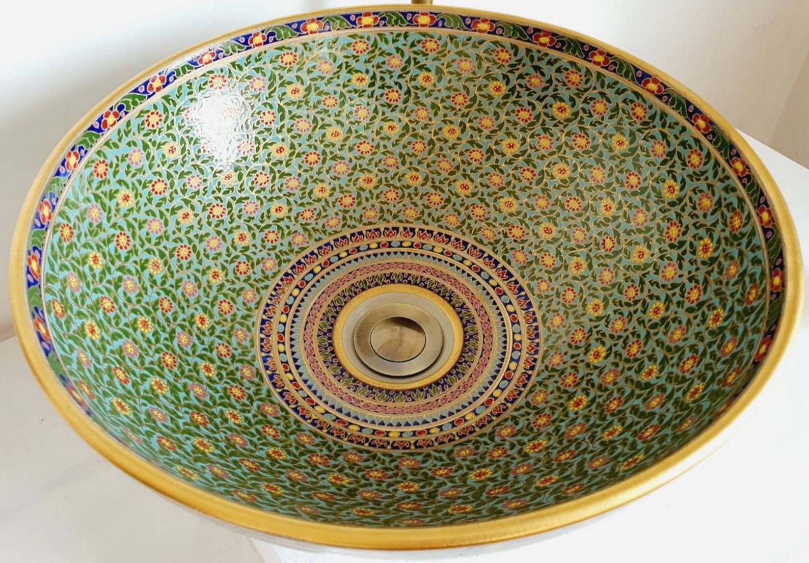 Thai Benjarong Ceramic Sink Hand Painted With Gold Paint 12% - Etsy
