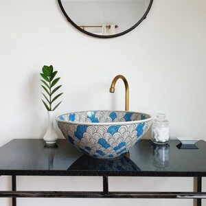 Hand-painted Ceramic Sink: Japanese Pattern, Countertop Basin - Etsy