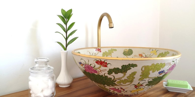 Ceramic sink / bathroom sink / countertop basin / hand painted | Etsy