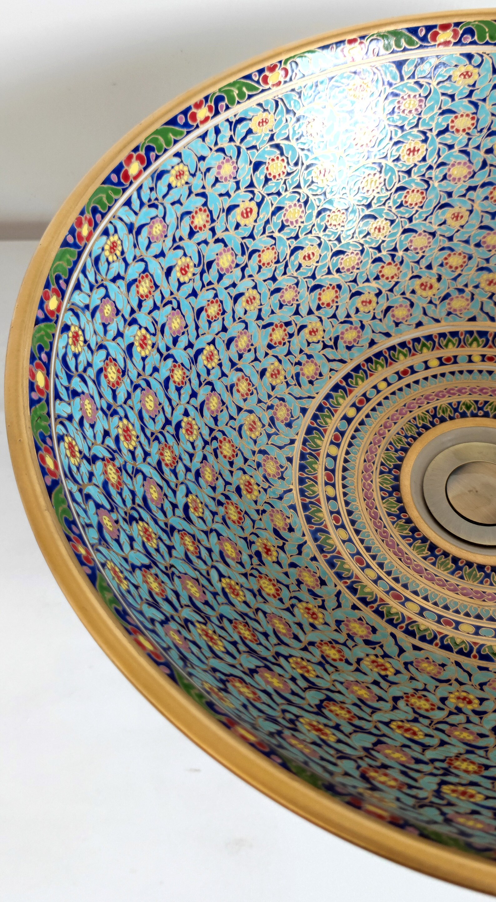 Thai Benjarong Ceramic Sink Hand Painted With Gold Paint (12% of Gold ...