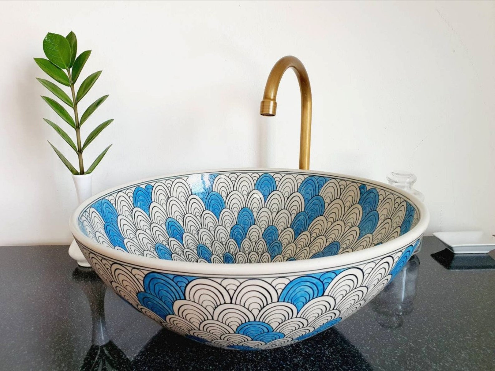 Ceramic Sink With Japanese Pattern / Bathroom Sink / | Etsy