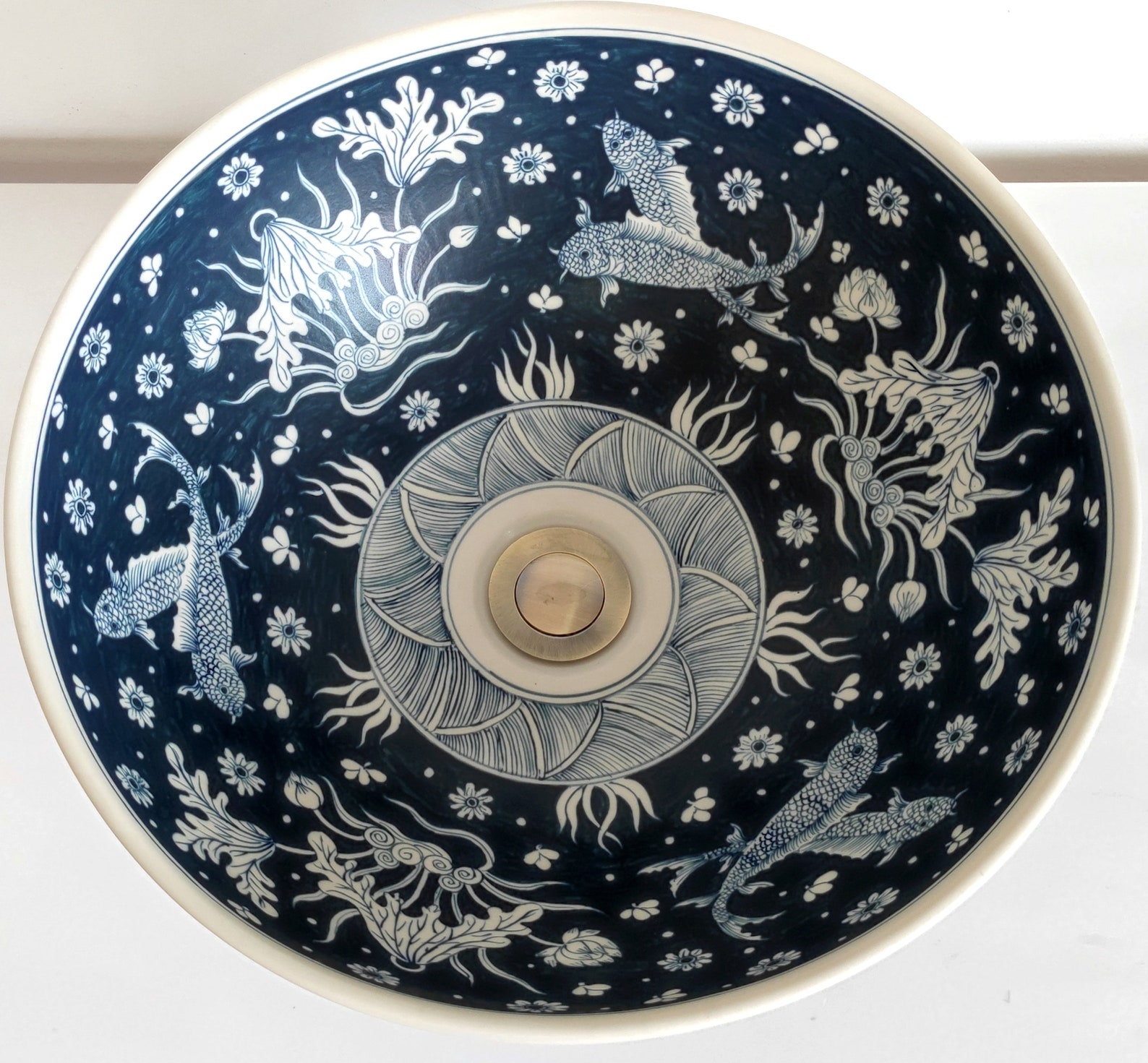 Koi Carp Fish Hand Painted Ceramic Sink / Bathroom Sink / - Etsy