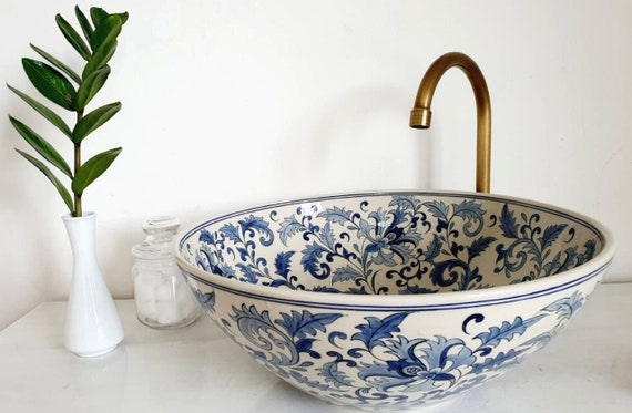 Ceramic Sink / Bathroom Sink / Countertop Basin / Hand Painted - Etsy