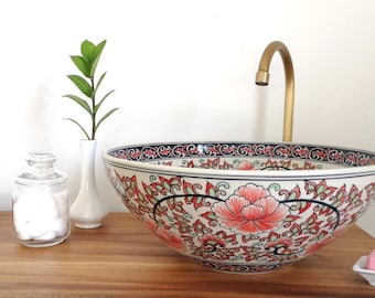Ceramic Sink / Bathroom Sink / Countertop Basin / Hand Painted - Etsy