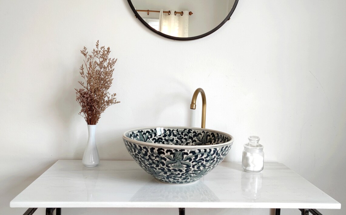 Hand-painted Floral Ceramic Sink, Thai Bathroom Basin - Etsy