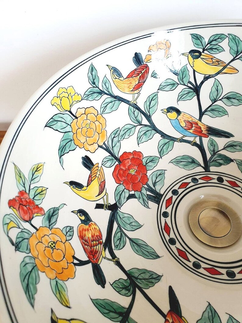 Ceramic Sink / Bathroom Sink / Countertop Basin / Hand Painted | Etsy