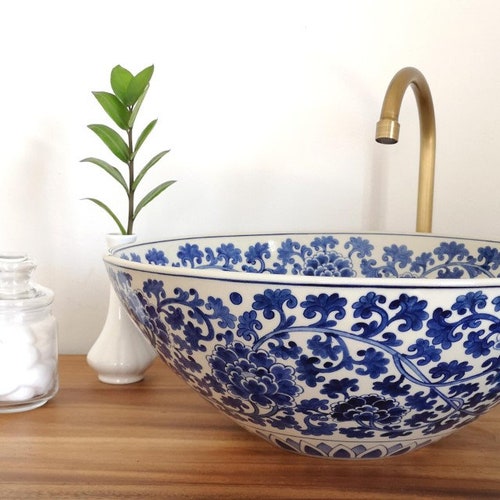 Ceramic Sink / Bathroom Sink / Countertop Basin / Hand Painted - Etsy
