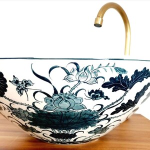 Ceramic Sink / Bathroom Sink / Countertop Basin / Hand Painted / Hand ...
