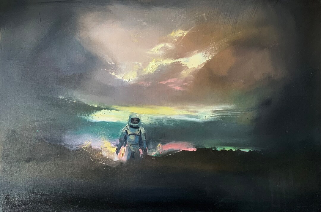 Space Painting by Gary Phillips Space Man Oil Painting Original Art ...