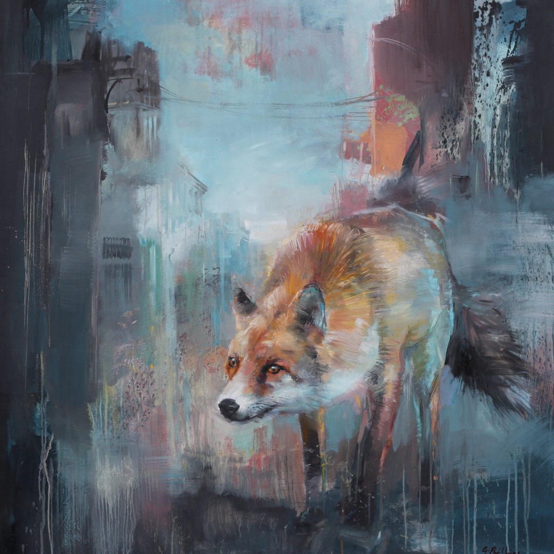 Urban Fox Original Oil Painting by Gary Phillips Unique Artwork for Any ...