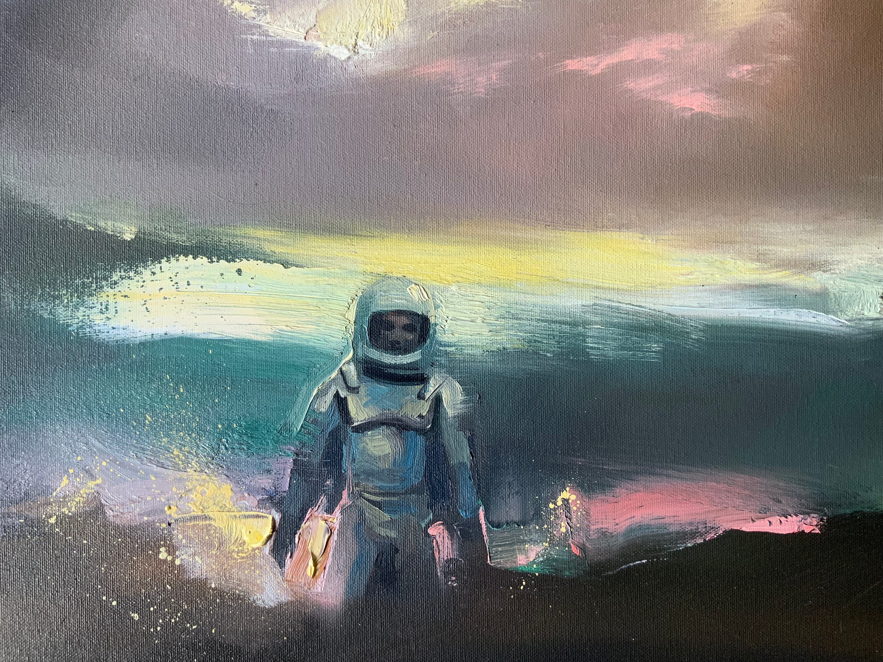 Space Painting by Gary Phillips Space Man Oil Painting Original Art ...