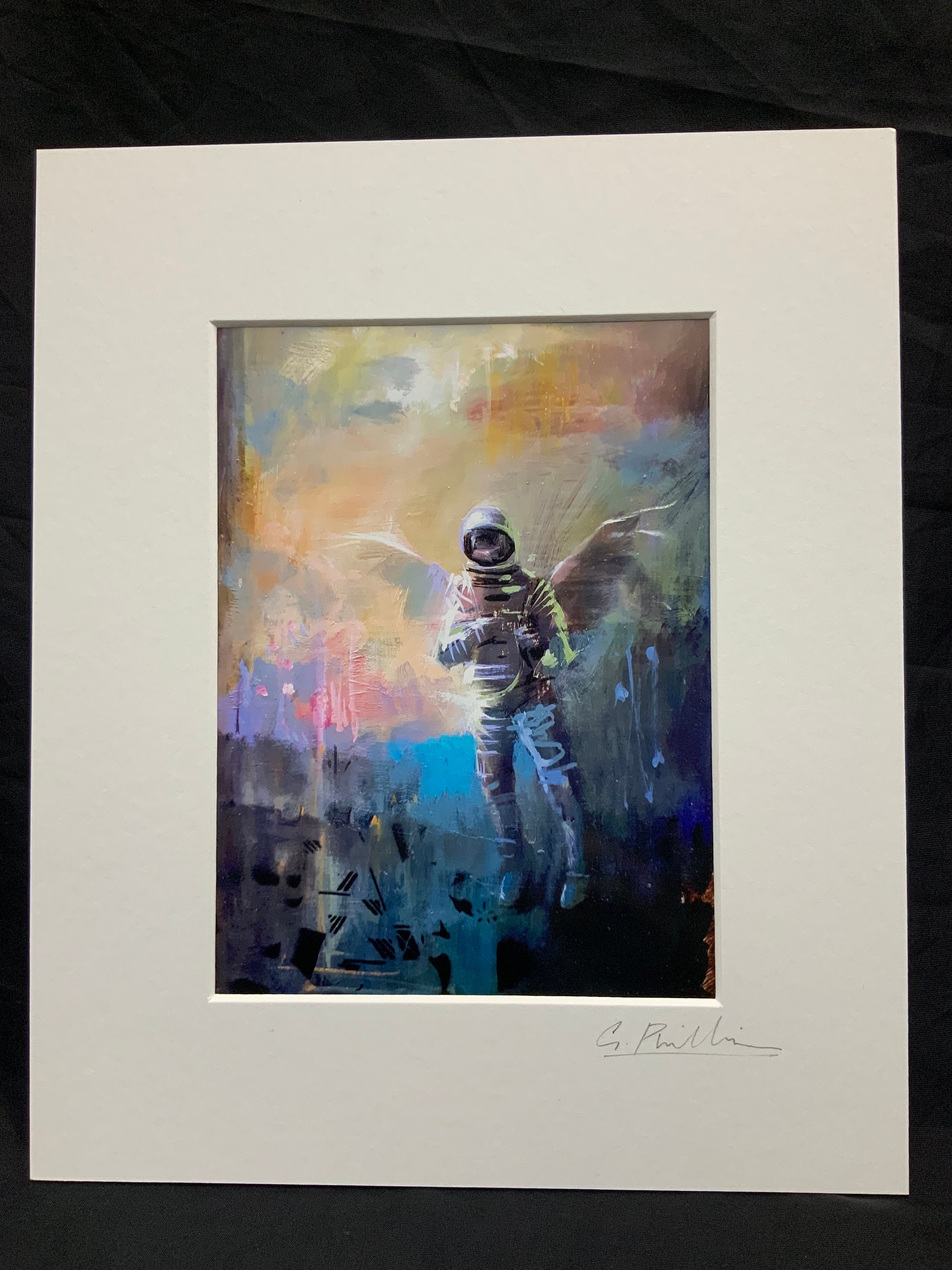 Signed and mounted print from a painting by Gary phillips, space angel ...