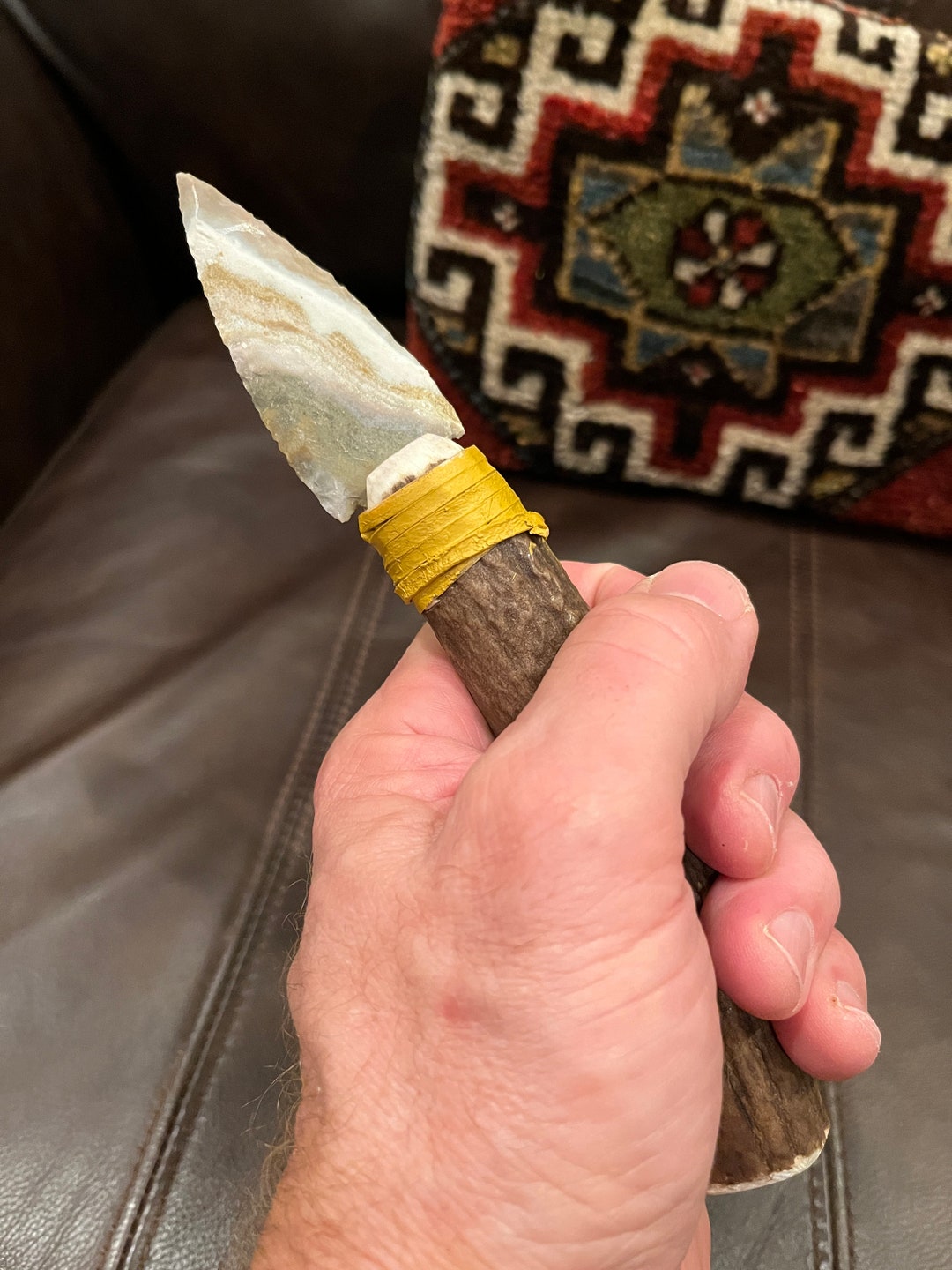 Primitive Elk Antler Knife With Agate Blade - Etsy