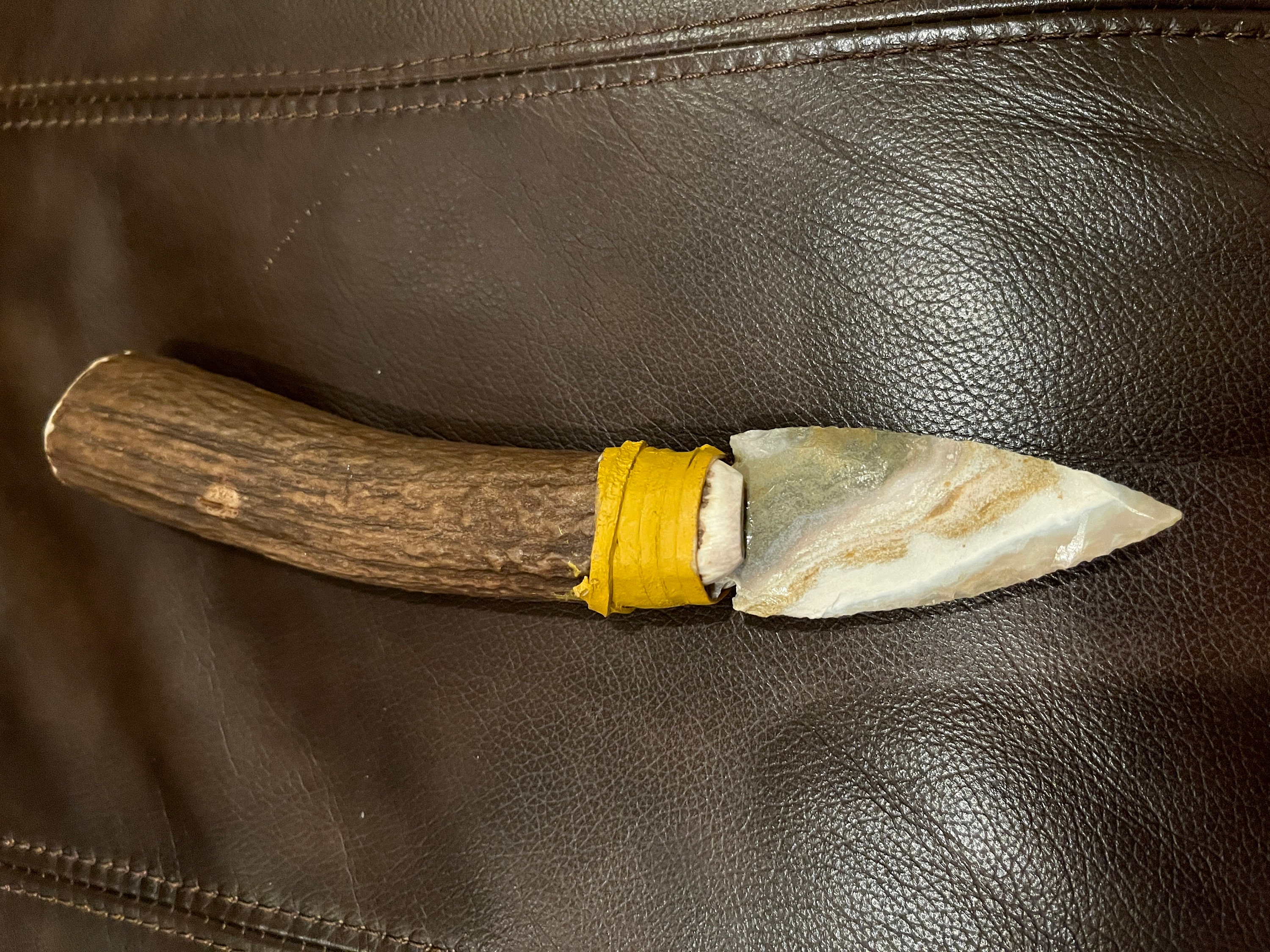 Primitive Elk Antler Knife With Agate Blade - Etsy
