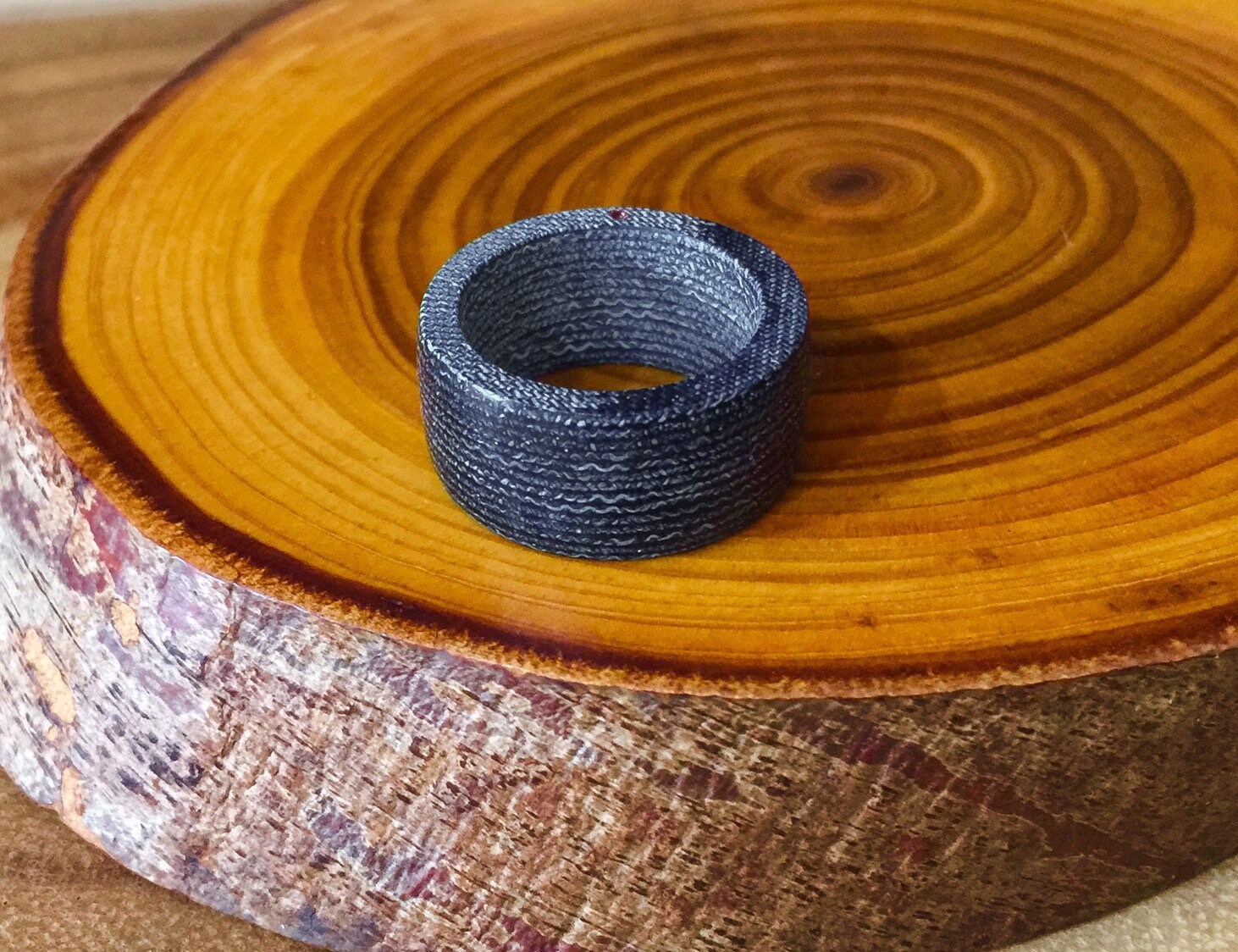 Blue Denim Jeans Micarta Ring, Handcrafted in Staffordshire, England ...