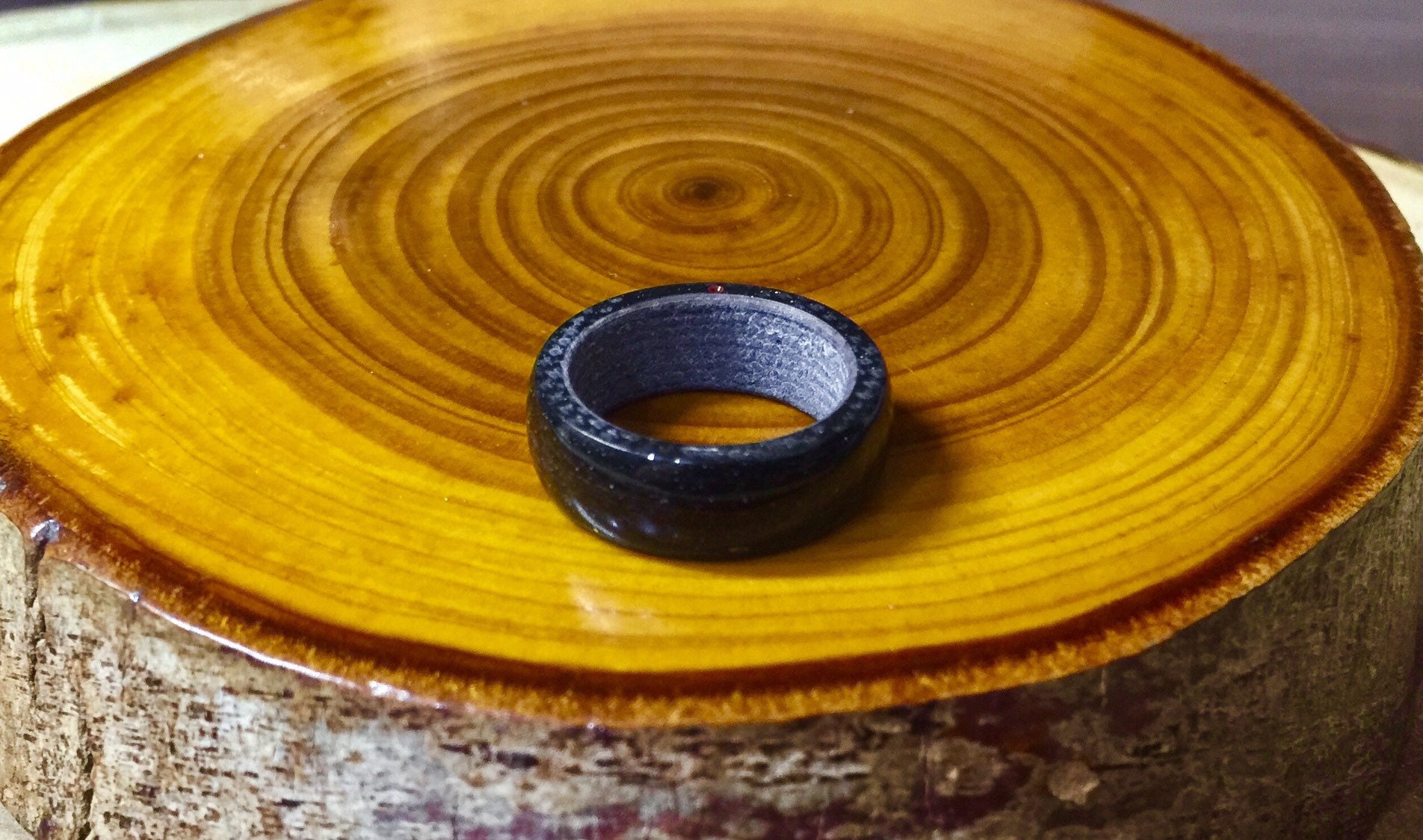 Black Linen Mesh Micarta Ring, Handcrafted in Staffordshire, England - Etsy