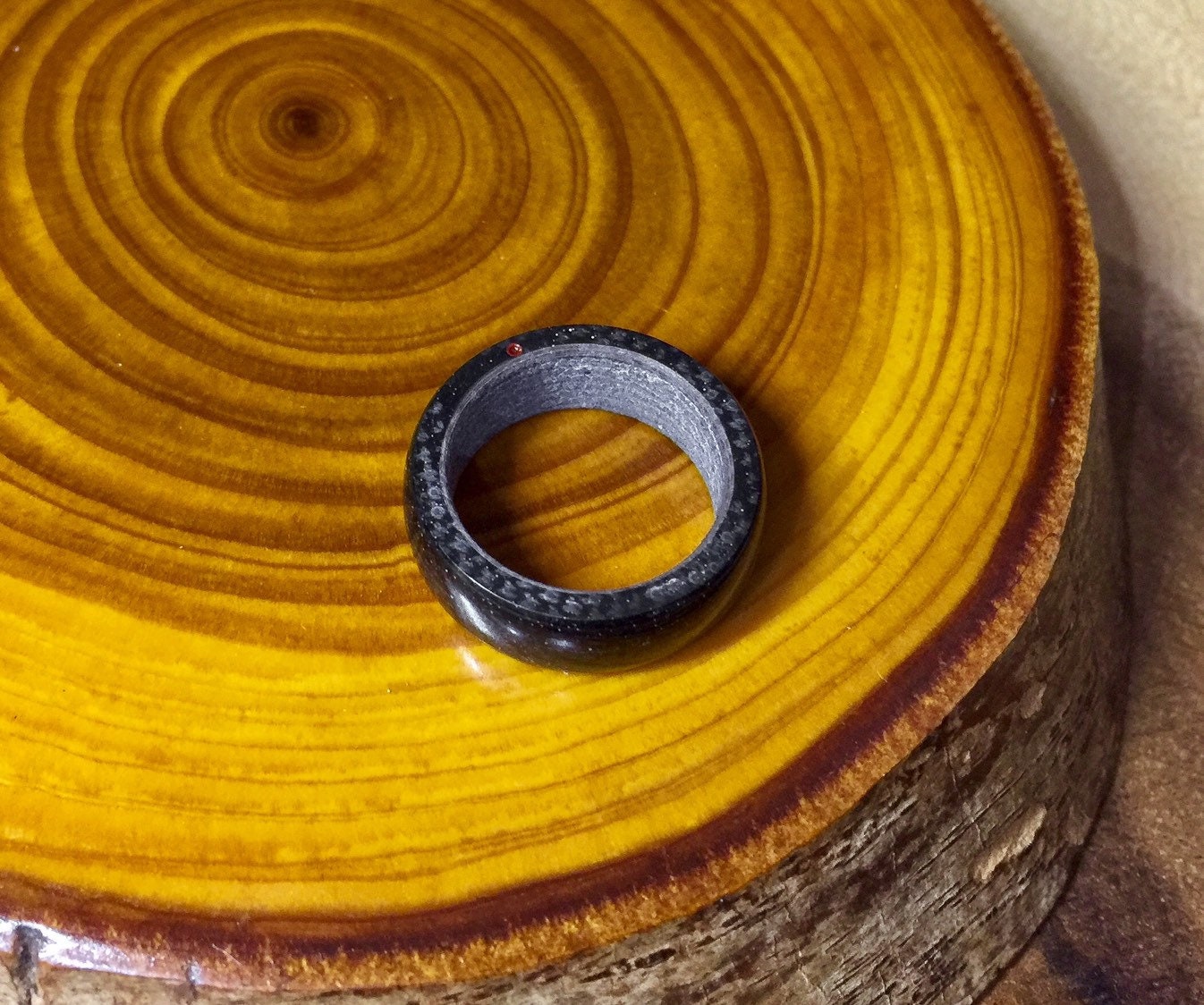 Black Linen Mesh Micarta Ring, Handcrafted in Staffordshire, England - Etsy