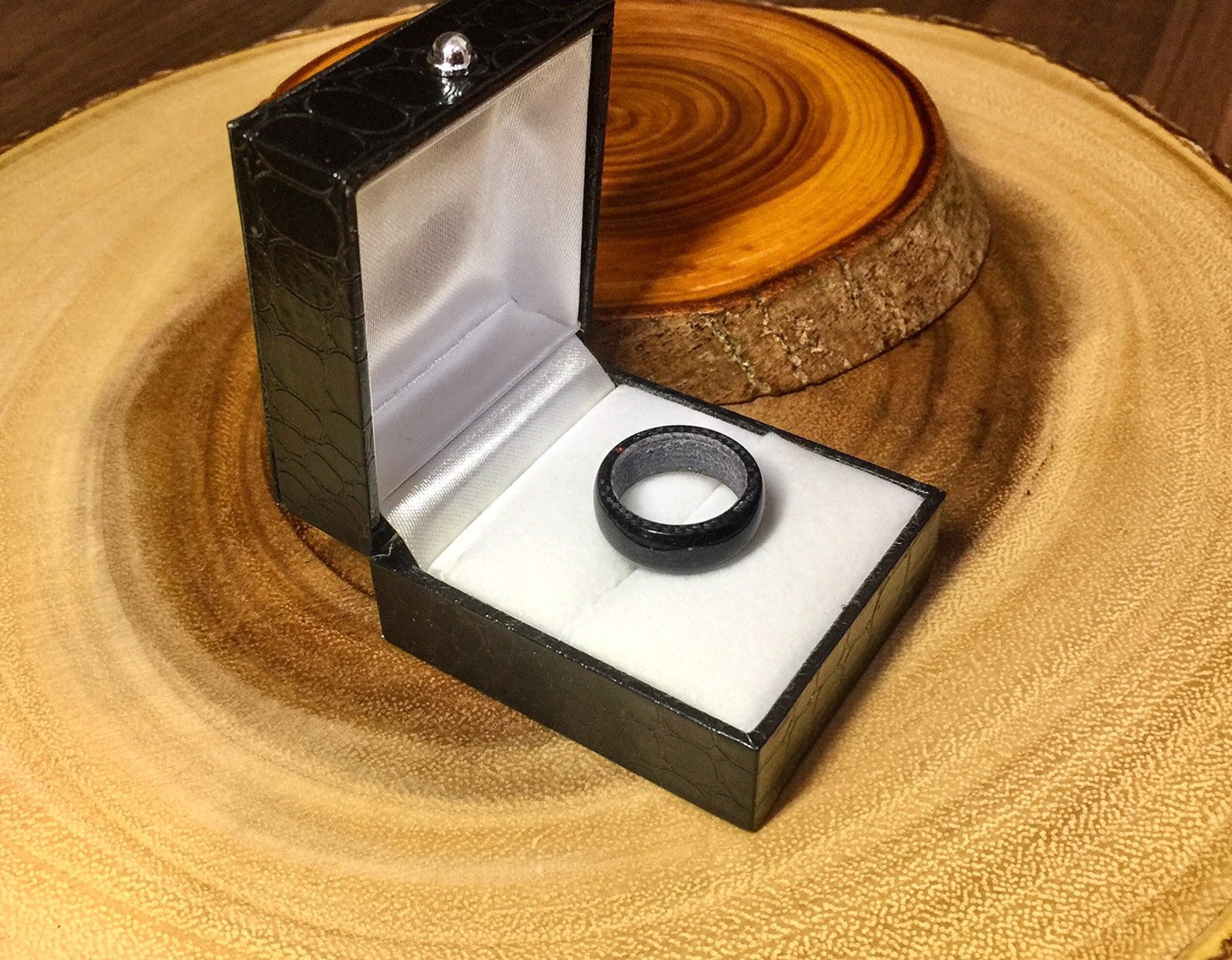 Black Linen Mesh Micarta Ring, Handcrafted in Staffordshire, England - Etsy