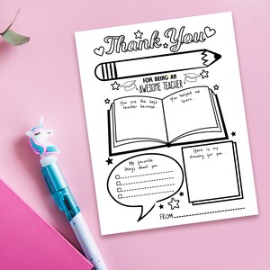 End of the School All About My Teacher Survey, Teacher Thank You ...