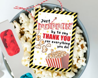 Holiday Appreciation Popcorn Gift Tag, Poppin by to Say Thank You ...