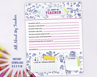 Teacher Appreciation Week Printable, Teacher Printable, Teacher Survey ...