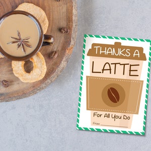 Thanks a Latte Coffee Gift Card Holder: Teacher Appreciation (PDF) - Etsy