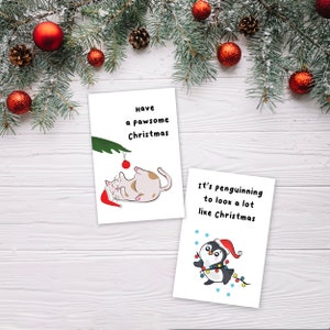 Punny Christmas Cards, Pack of 4 Funny Christmas Cards, Animal ...