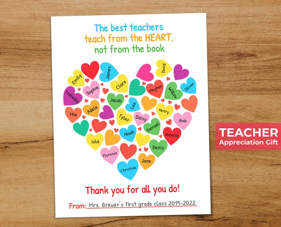Rainbow Hearts Teacher Appreciation Gift Printable Class Gift - Etsy