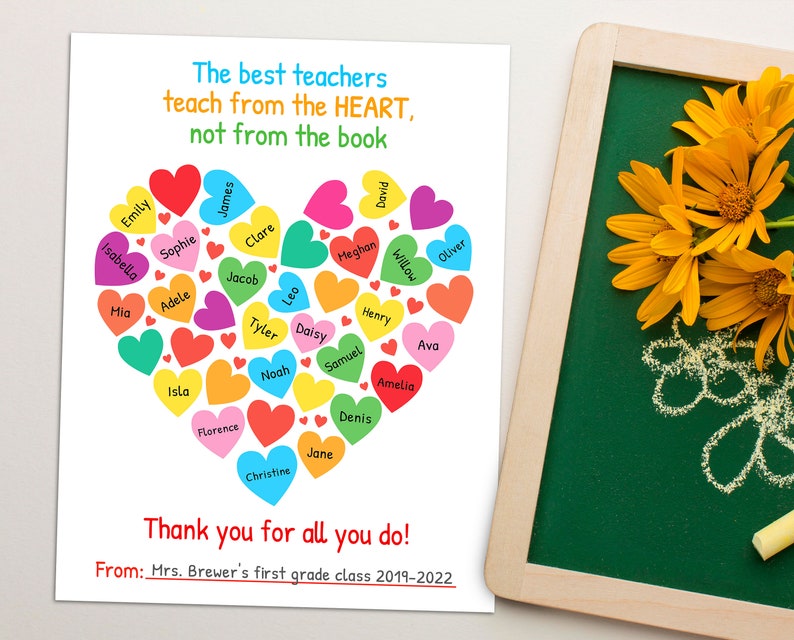 Rainbow Hearts Teacher Appreciation Gift Printable Class Gift - Etsy