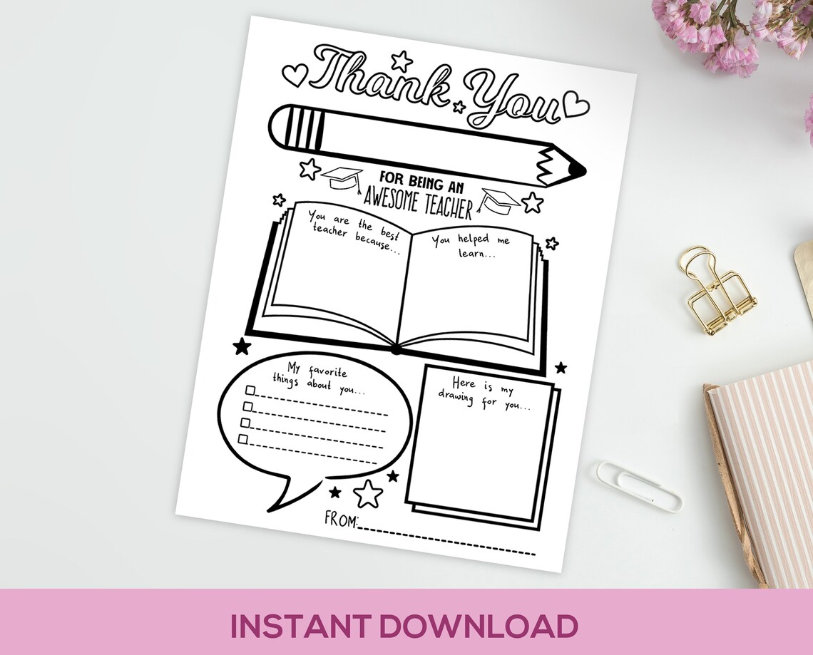 End of the School All About My Teacher Survey Teacher Thank - Etsy