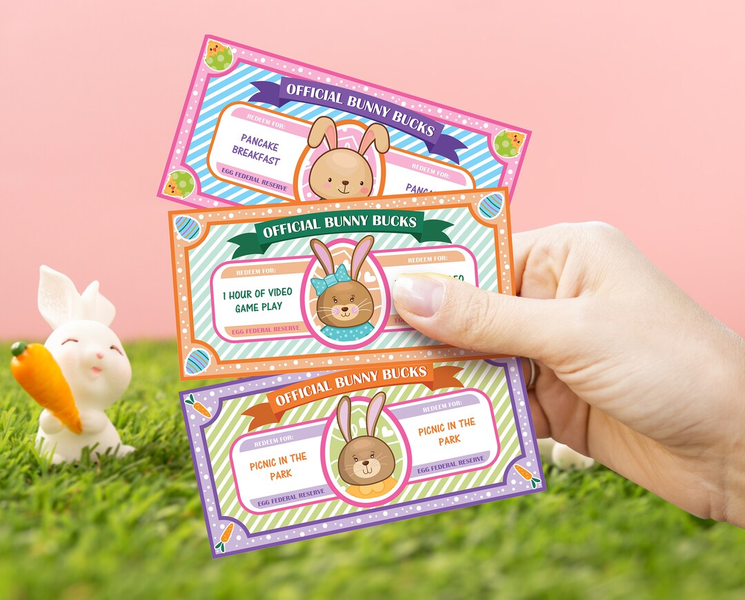 Easter Bunny Bucks Printable Coupons, Easter Egg Filler, Easter Coupons ...